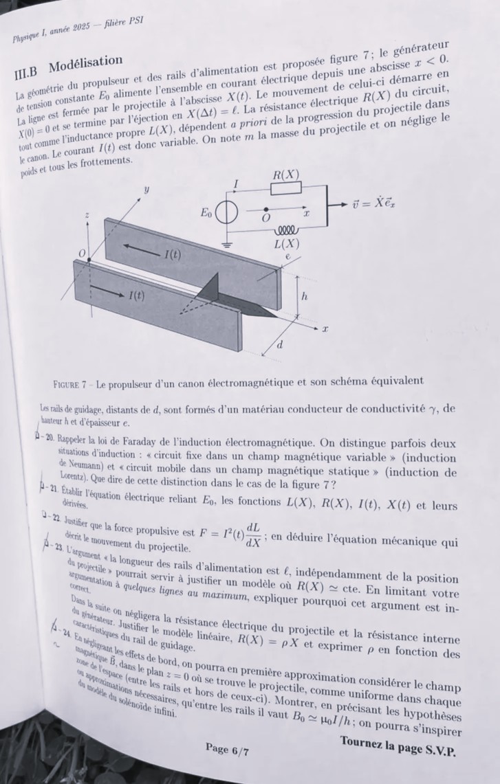 Concours Mines-Ponts : Physique 1 - Sujet 2025 PSI - Génération Prépa
