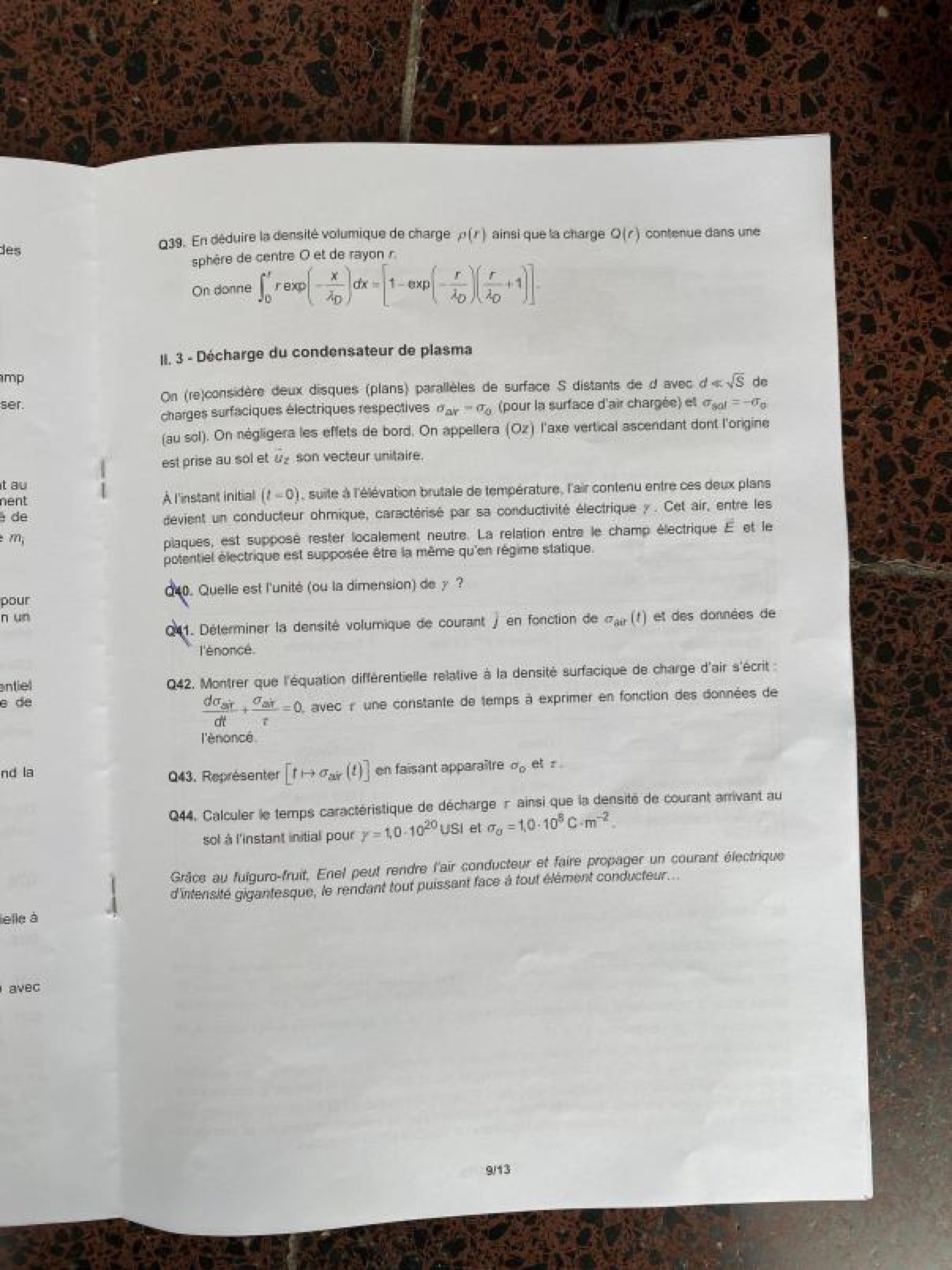 CCINP : Physique - Sujet 2023 MP - Génération Prépa